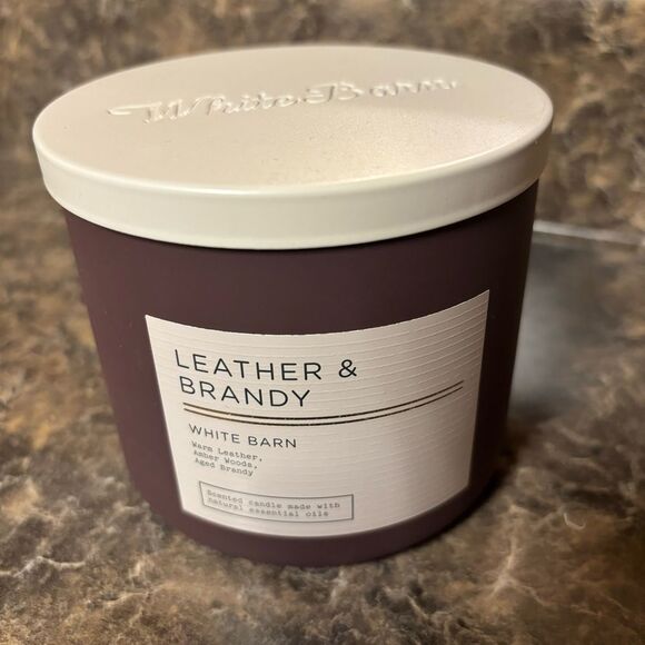 White Barn | Accents | Bath Body Works White Barn Leather Brandy 3 Wick Jar Candle Brand New ...